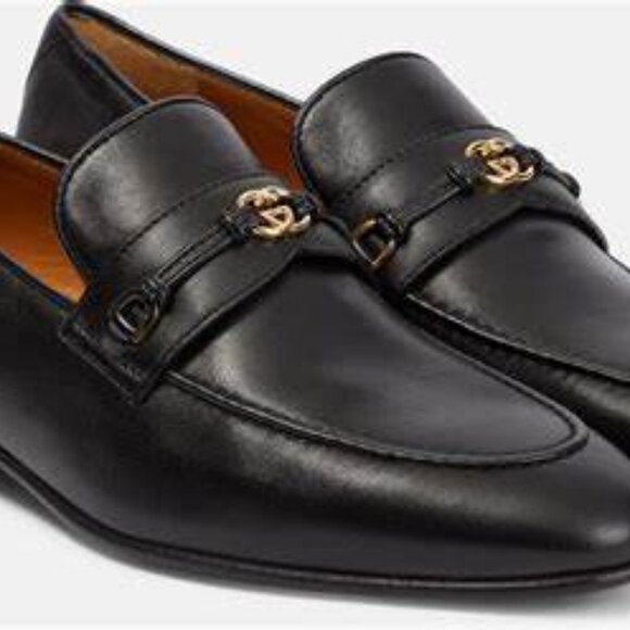 Gucci | Shoes | Gucci Womens Interlocking G Apron Toe Loafers Black B ...